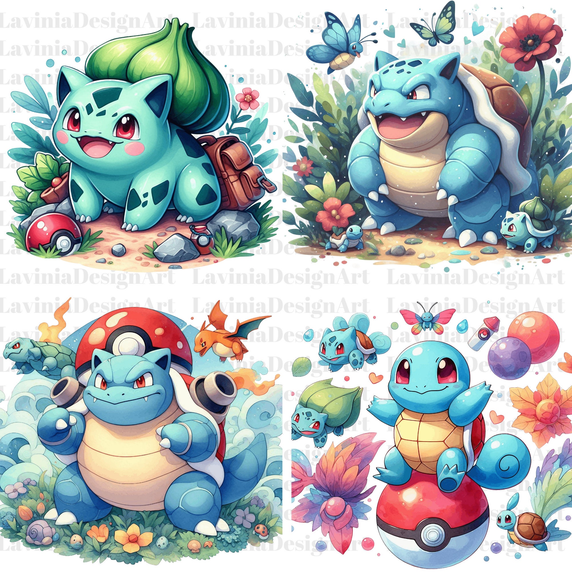 Acuarela Pokemon ClipArt / Pokemon PNG Clipart / Pokemon Bundle/ Pocket ...