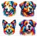 Colorful Dog Head Clipart Watercolor| Colorful Clipart | Dog Head ...