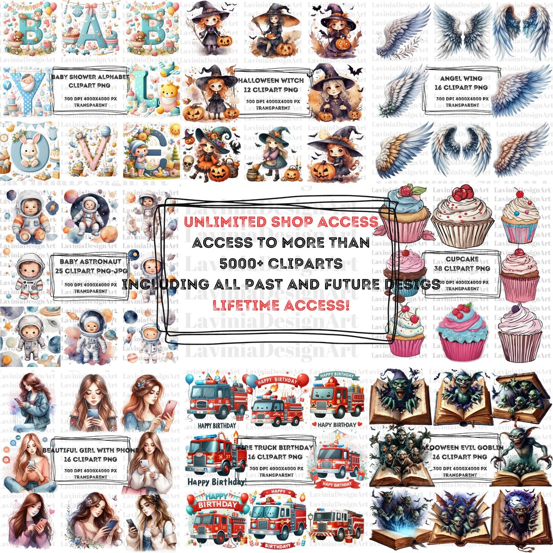Mega Clipart Bundle | Unlimited Shop Access | All Past and Future ...