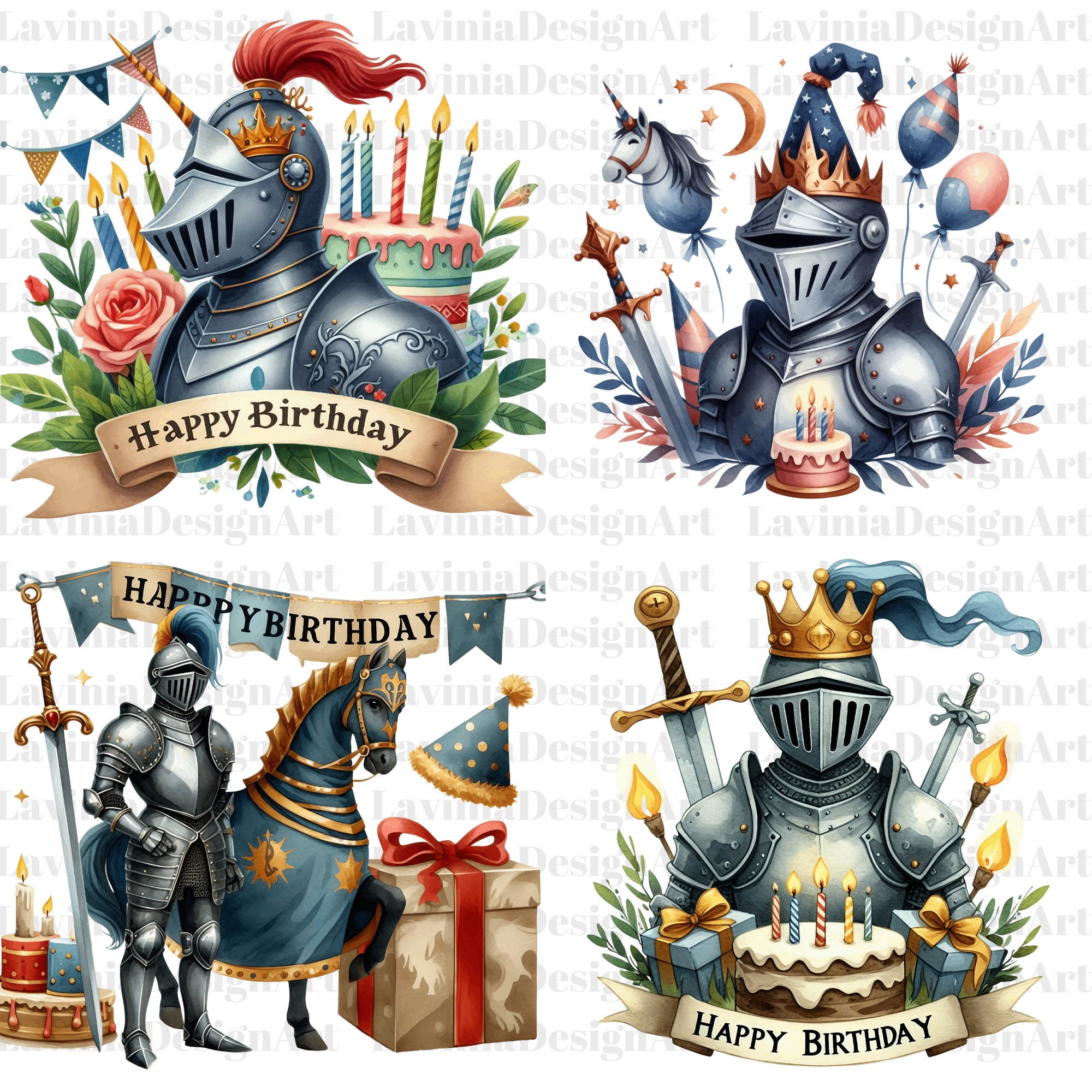 Knight Birthday Clipart | Birthday Clipart | Knight PNG | Birthday Cake ...