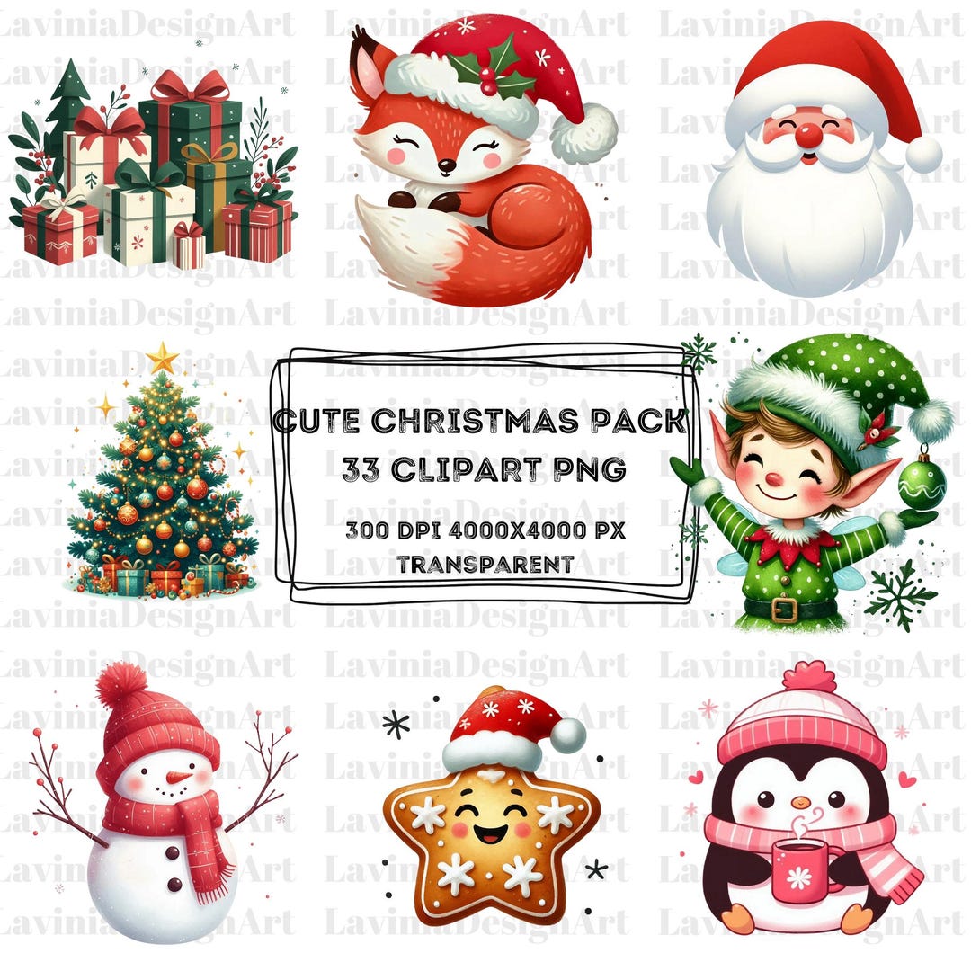 Christmas Cute Pack Clipart | Festive Graphics, Holiday Illustrations ...