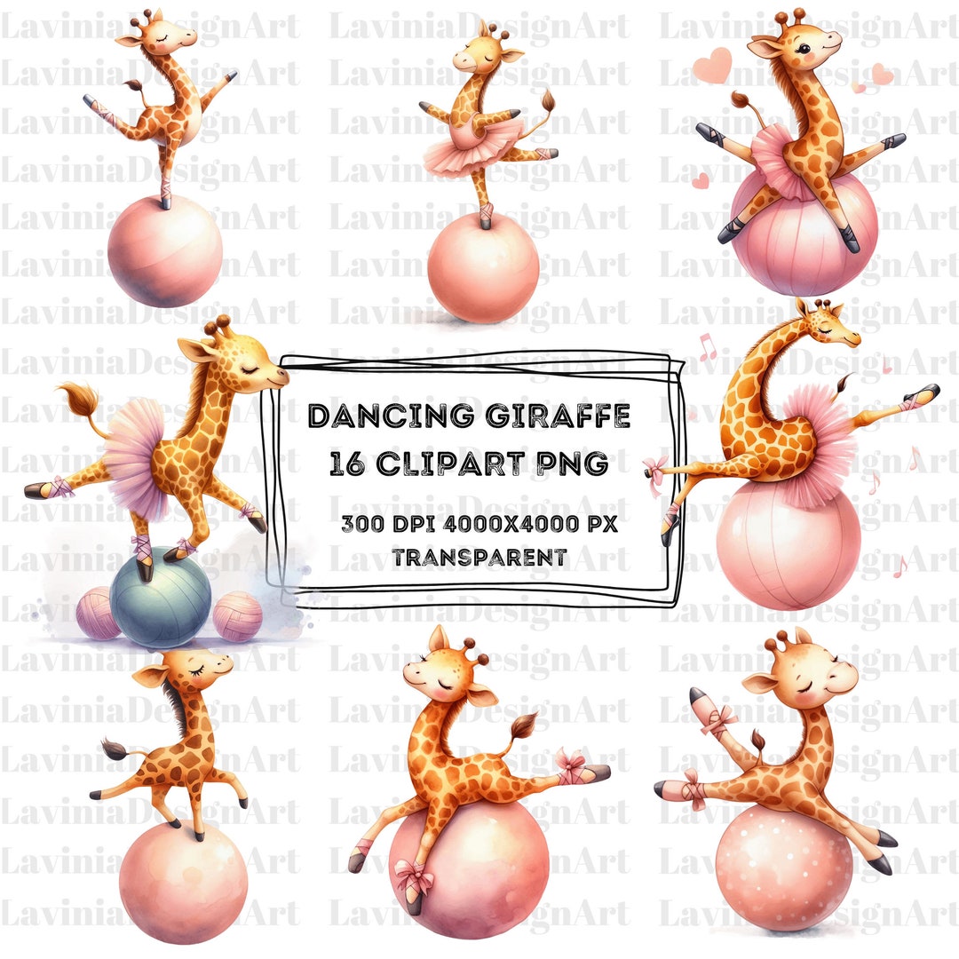 Dancing Giraffe Watercolor Cliaprt | Ballet Giraffe | Ballet Animal ...