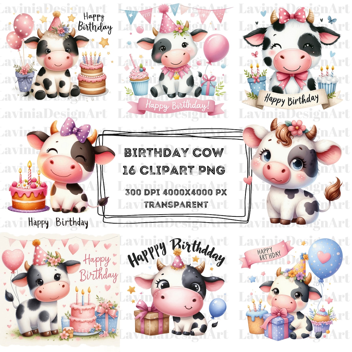 Cow Birthday Clipart Happy Birthday Clipart Cow Decor Birthday Clipart ...