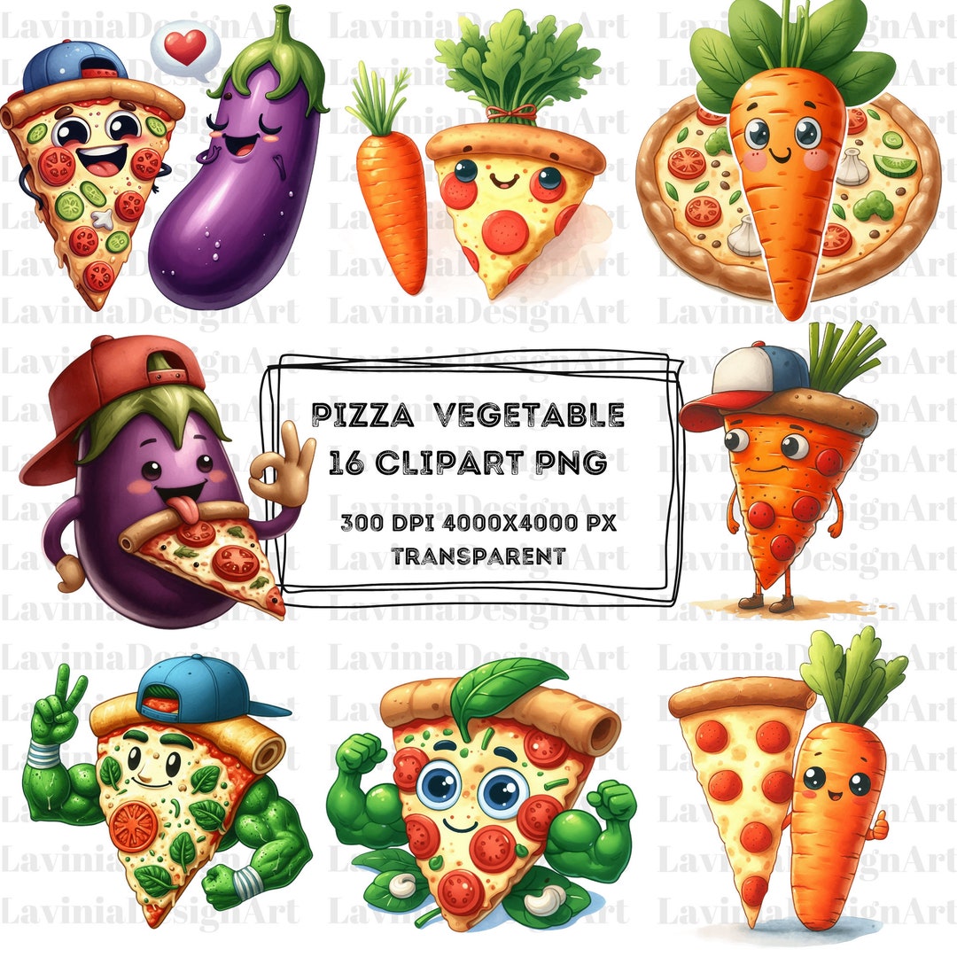 Pizza Watercolor Clipart | Vegetable Clipart Watercolor | Pizza Man ...