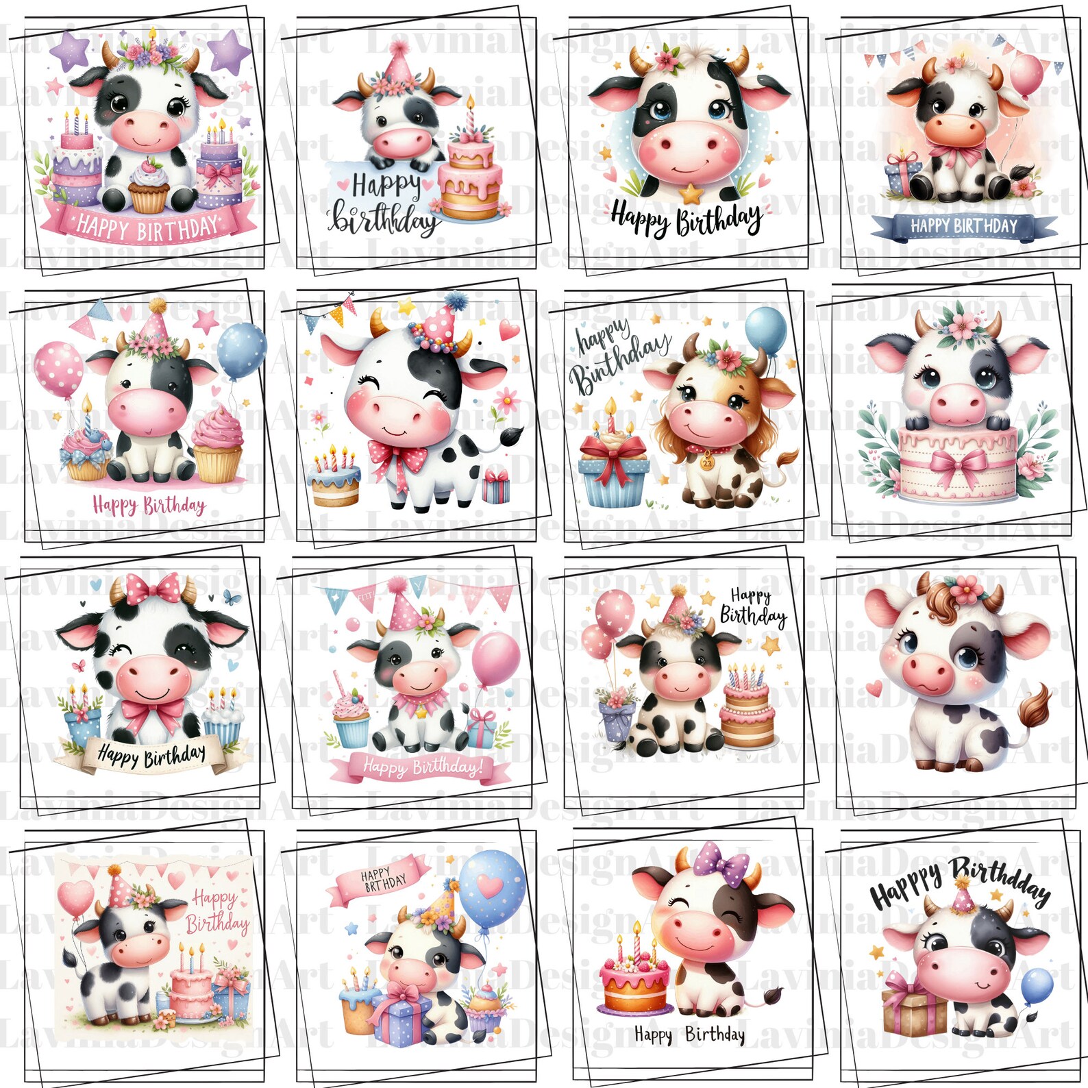 Cow Birthday Clipart Happy Birthday Clipart Cow Decor Birthday Clipart ...