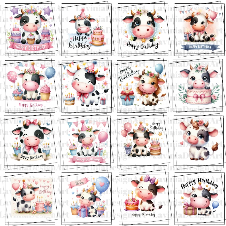 Cow Birthday Clipart Happy Birthday Clipart Cow Decor Birthday Clipart ...