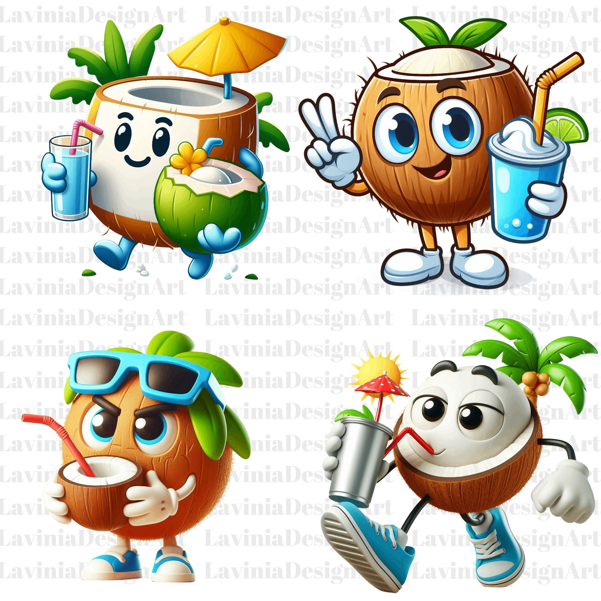 Coconut Clipart Watercolor Drink Coconut Clipart Coconut PNG Coconut ...