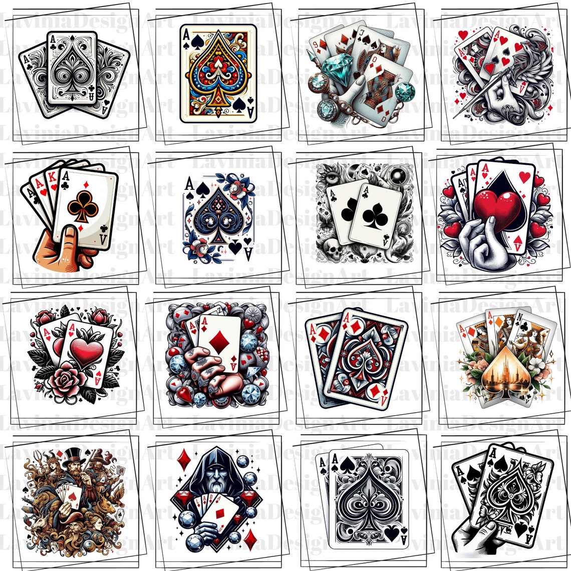 Playing Card Clipart Watercolor | Spades Clipart | Hearts Clipart ...