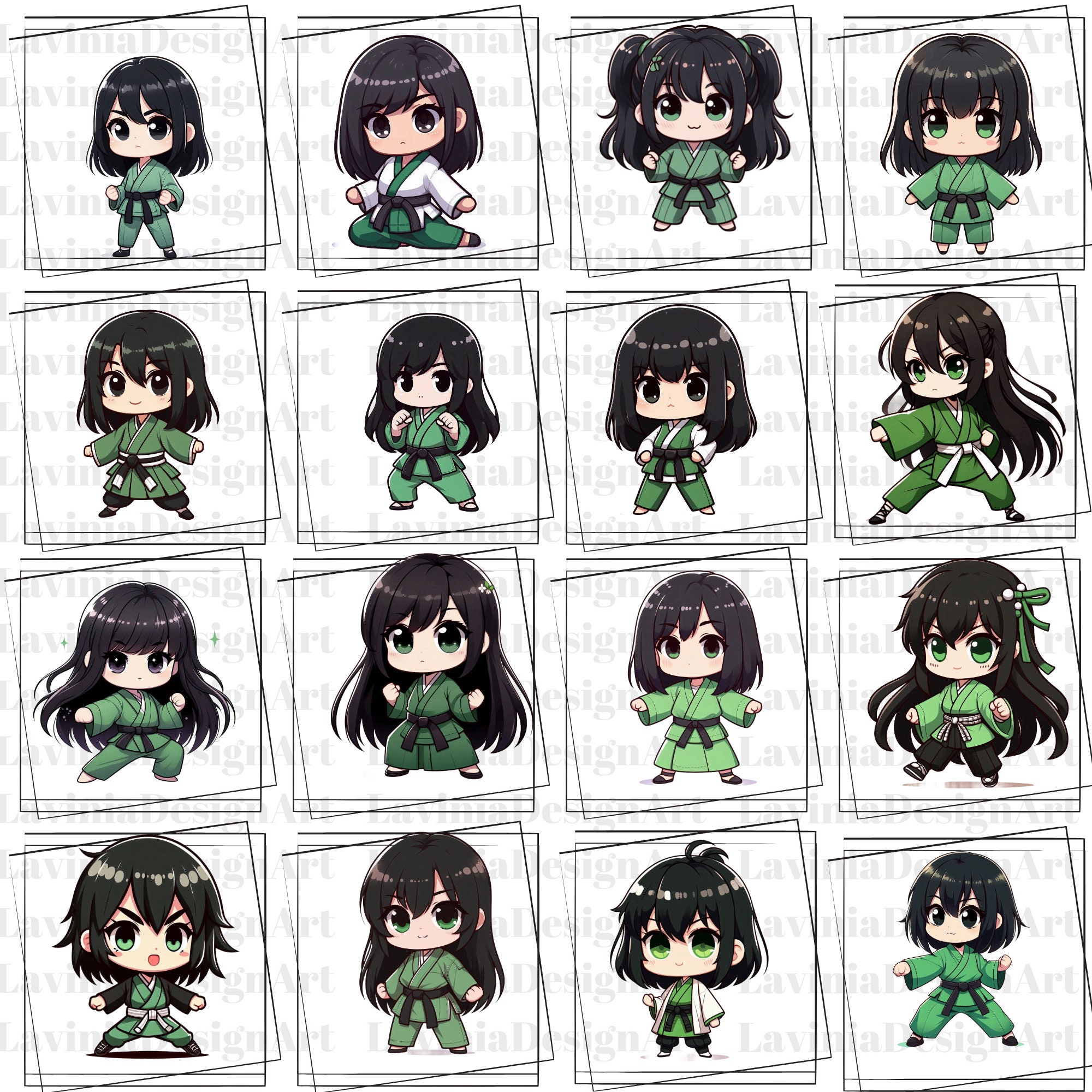 Karate Chibi Girl Clipart Chibi Girl Clipart Chibi PNG Digital Download ...