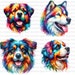 Colorful Dog Head Clipart Watercolor| Colorful Clipart | Dog Head ...