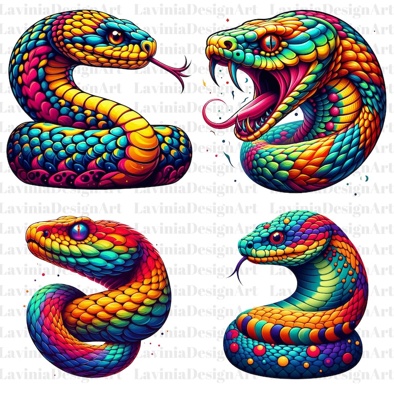 Colorful Snake Head Clipart Watercolor | Snake Clipart | Snake Head Png ...