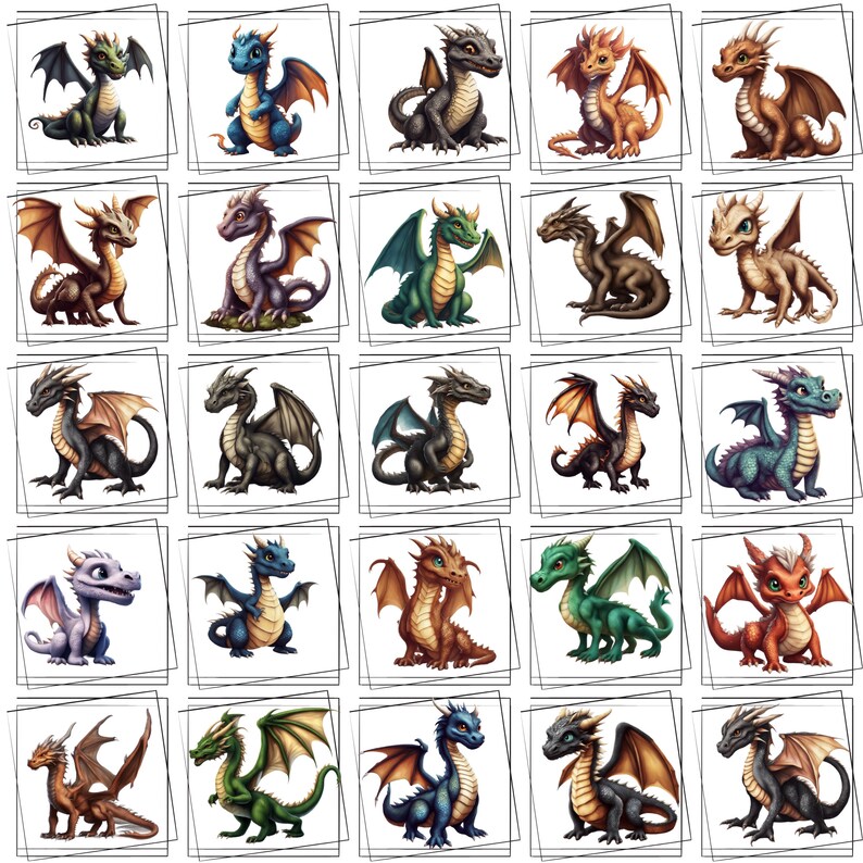 Watercolor Colourful Fantasy Dragon Clipart Dragon PNG-JPG - Etsy