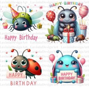 Happy Birthday Bug Clipart Watercolor | Birthday Clipart | Bug Clipart ...