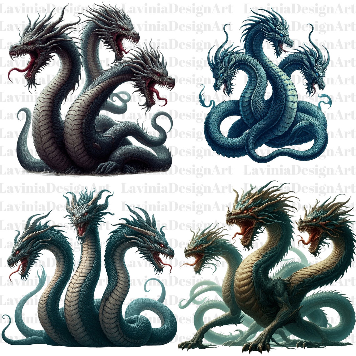 3 Headed Hydra Clipart Watercolor Hydra Clipart Hydra Png Hydra ...