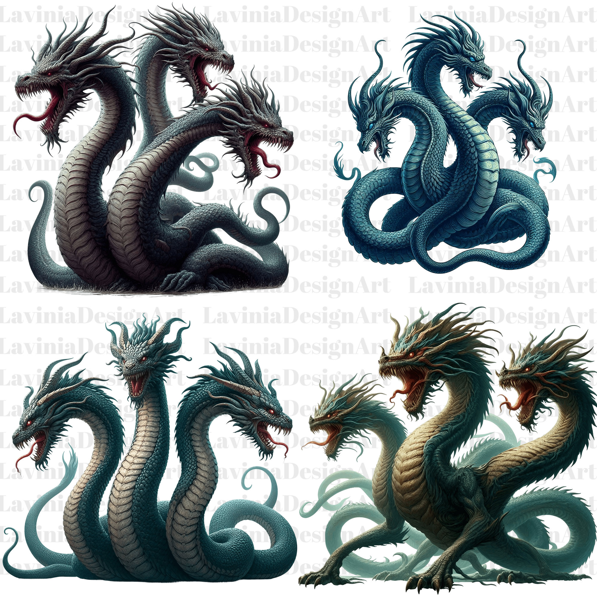 3 Headed Hydra Clipart Watercolor | Hydra Clipart | Hydra Png | Hydra ...