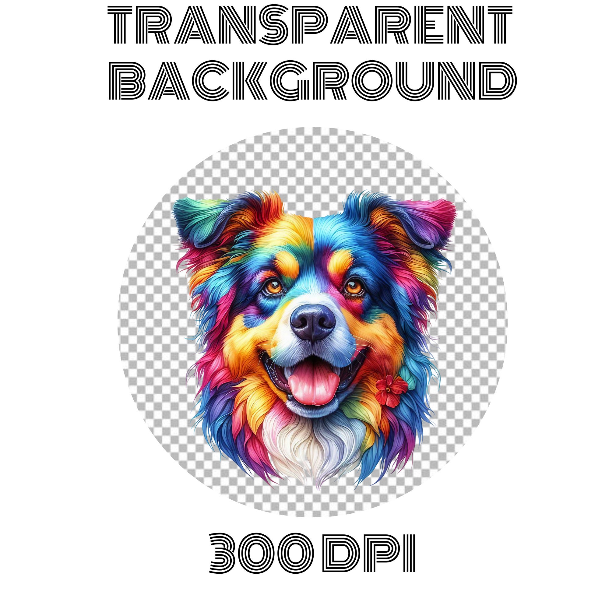 Colorful Dog Head Clipart Watercolor Colorful Clipart Dog Head Clipart ...