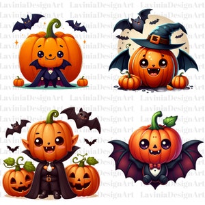 Cute Halloween Pumpkin Dracula Clipart Watercolor | Dracula Clipart ...