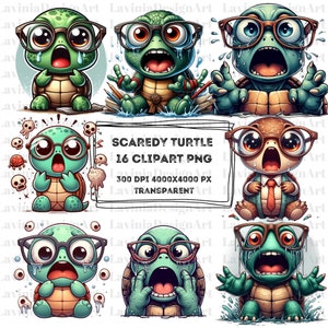 Scaredy Turtle Clipart Watercolor | Coward Turtle Clipart | Turtle ...