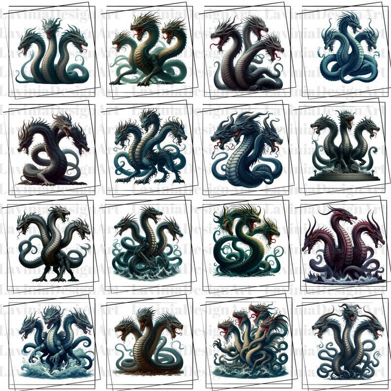 3 Headed Hydra Clipart Watercolor | Hydra Clipart | Hydra Png | Hydra ...