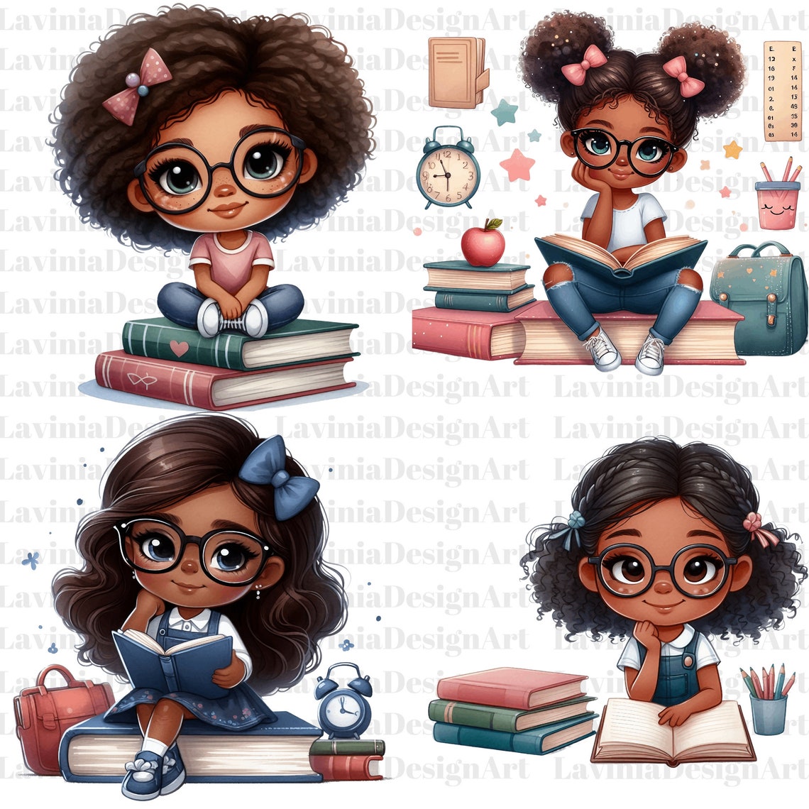 Student Cute Girl Clipart Student Clipart Cute Girl Watercolor Student ...