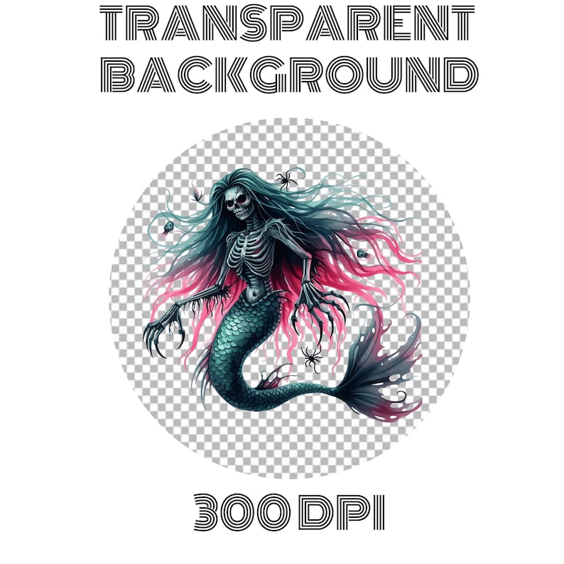 Scary Mermaid Clipart Halloween Clipart Mermaid PNG Scary Watercolor ...