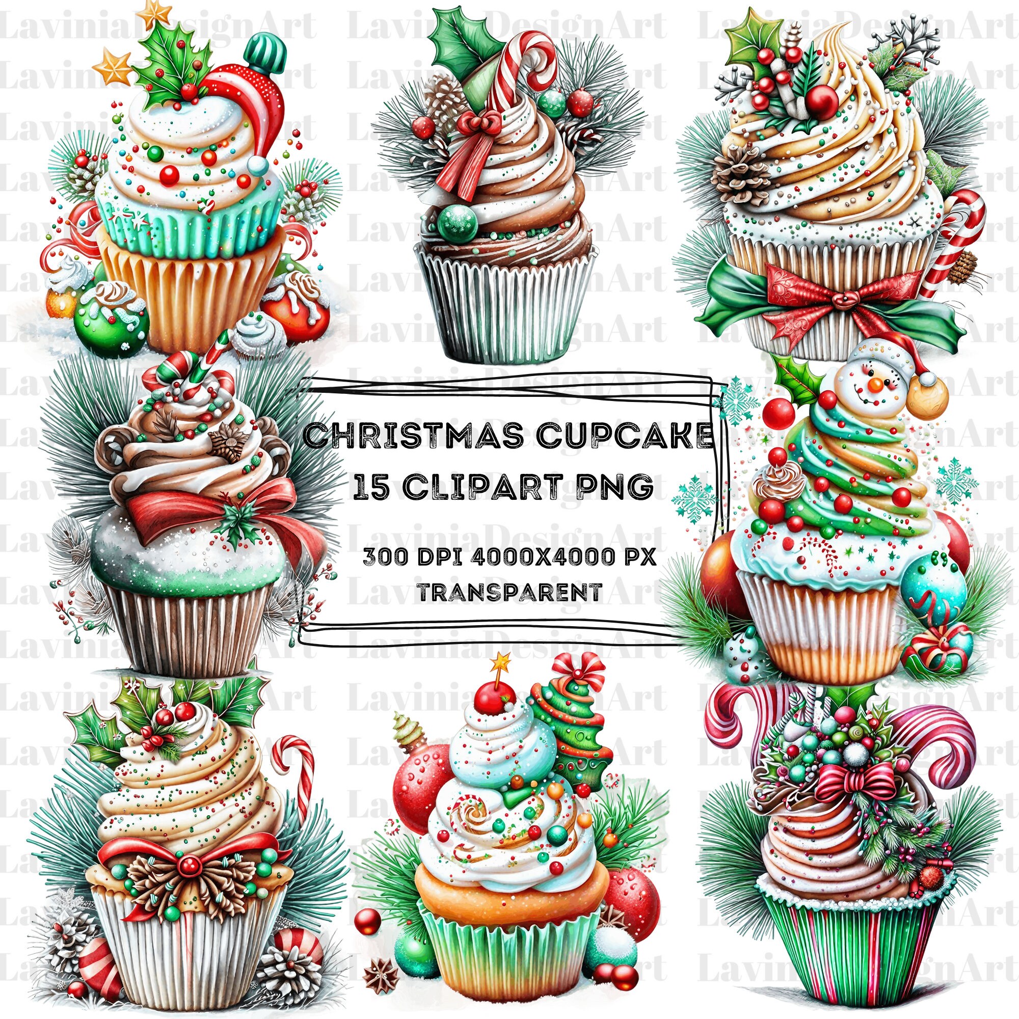 Christmas Cupcakes Clipart | Christmas Sweets Clipart Set | Christmas ...