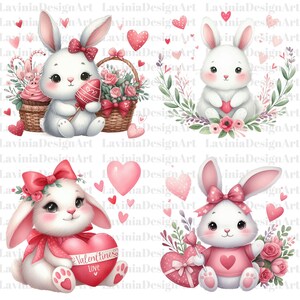 Valentines Rabbit Clipart Watercolor | Valentines Clipart | Rabbit ...