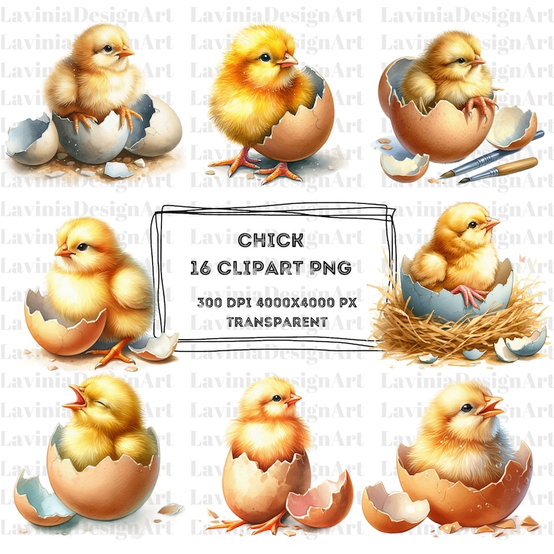 Chick Watercolor Clipart | Chick PNG | Chicken Clipart | Chicken ...