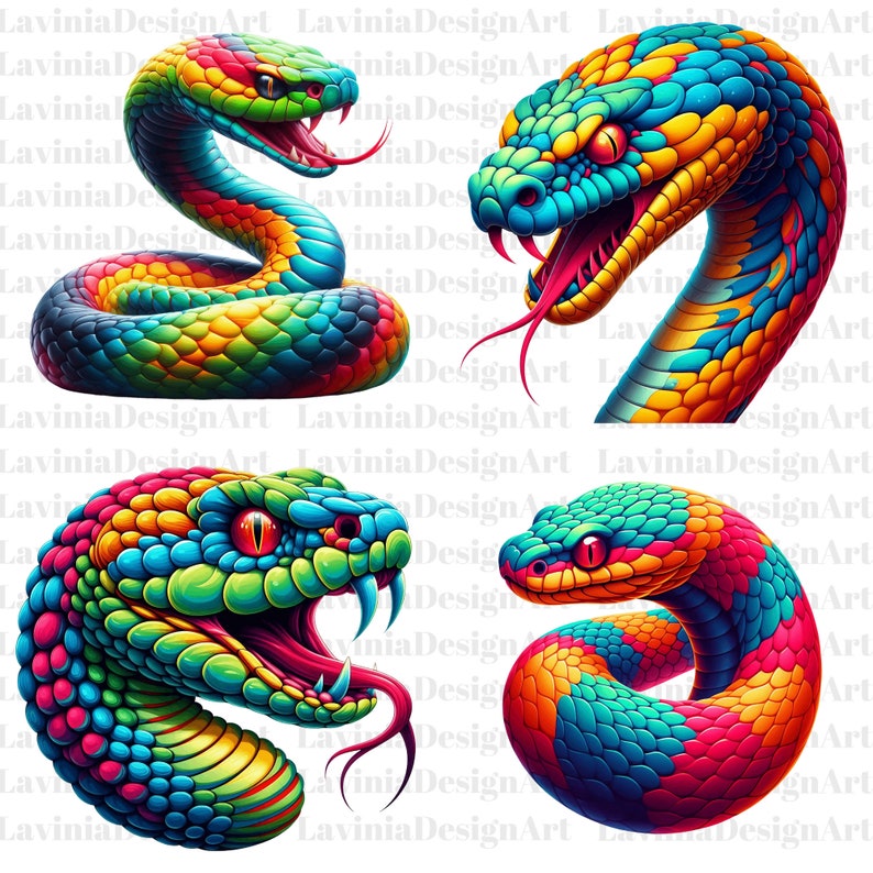 Colorful Snake Head Clipart Watercolor | Snake Clipart | Snake Head Png ...