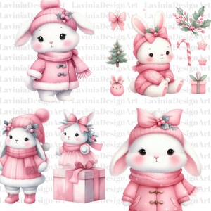 Christmas Bunny Clipart | Christmas Clipar | Pink Bunny Clipart ...