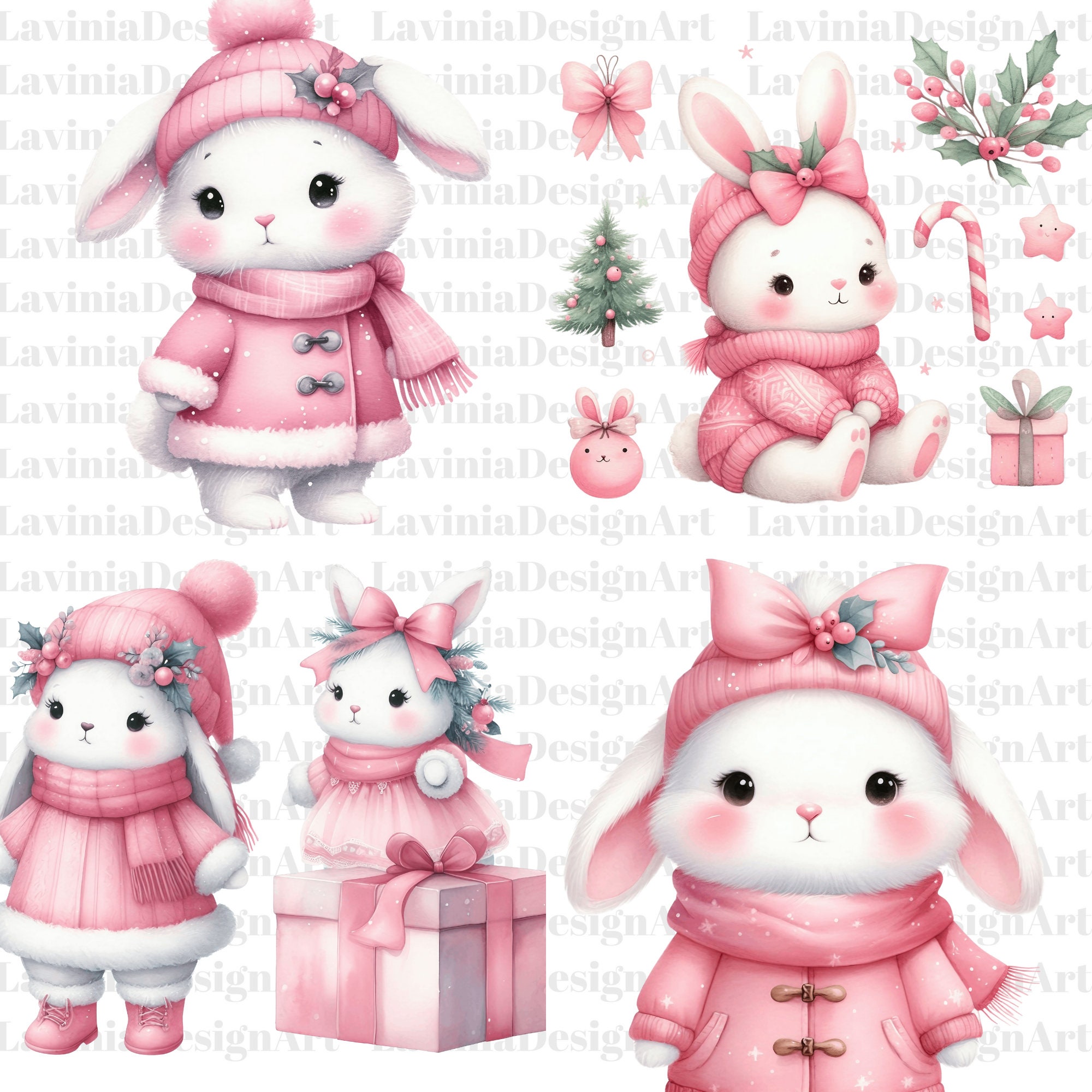 Christmas Bunny Clipart | Christmas Clipar | Pink Bunny Clipart ...
