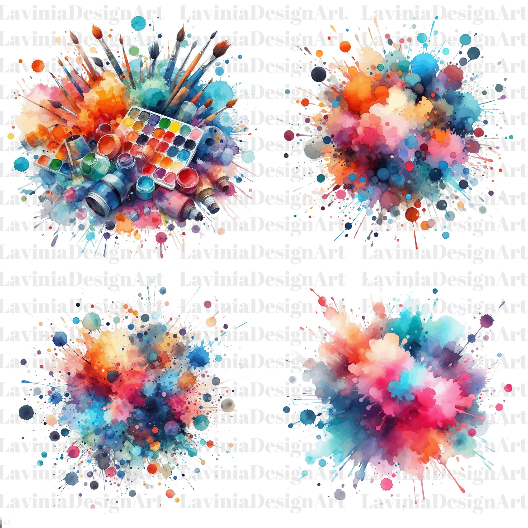 Watercolor Splash Clipart PNG Paint Splatter Clipart Colourful Splash ...