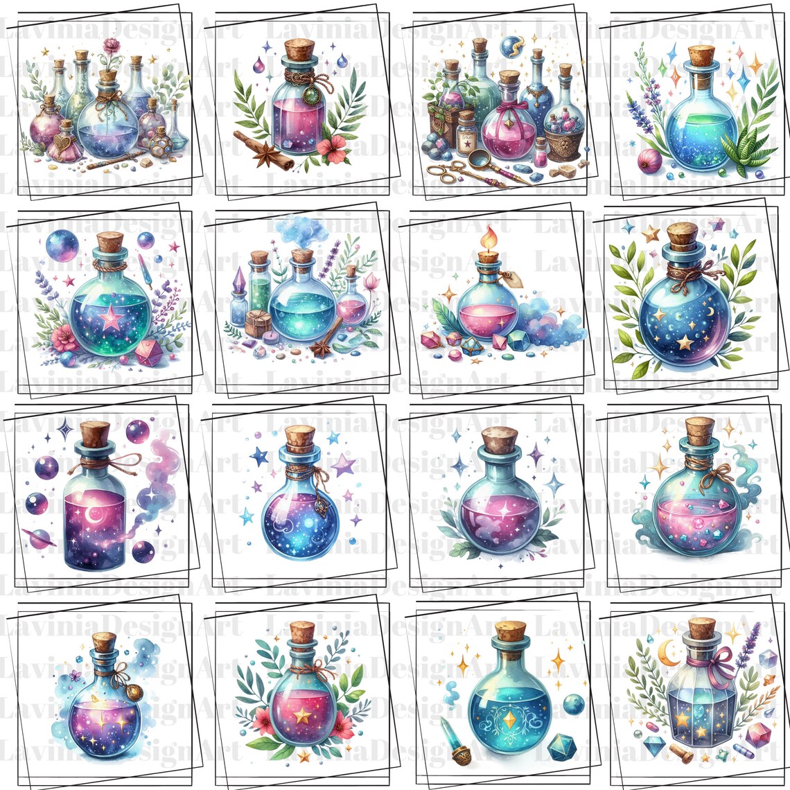 Magic Potion Bottle Clipart Watercolor Magic Clipart Potion Clipart ...