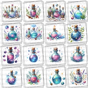 Magic Potion Bottle Clipart Watercolor | Magic Clipart | Potion Clipart ...