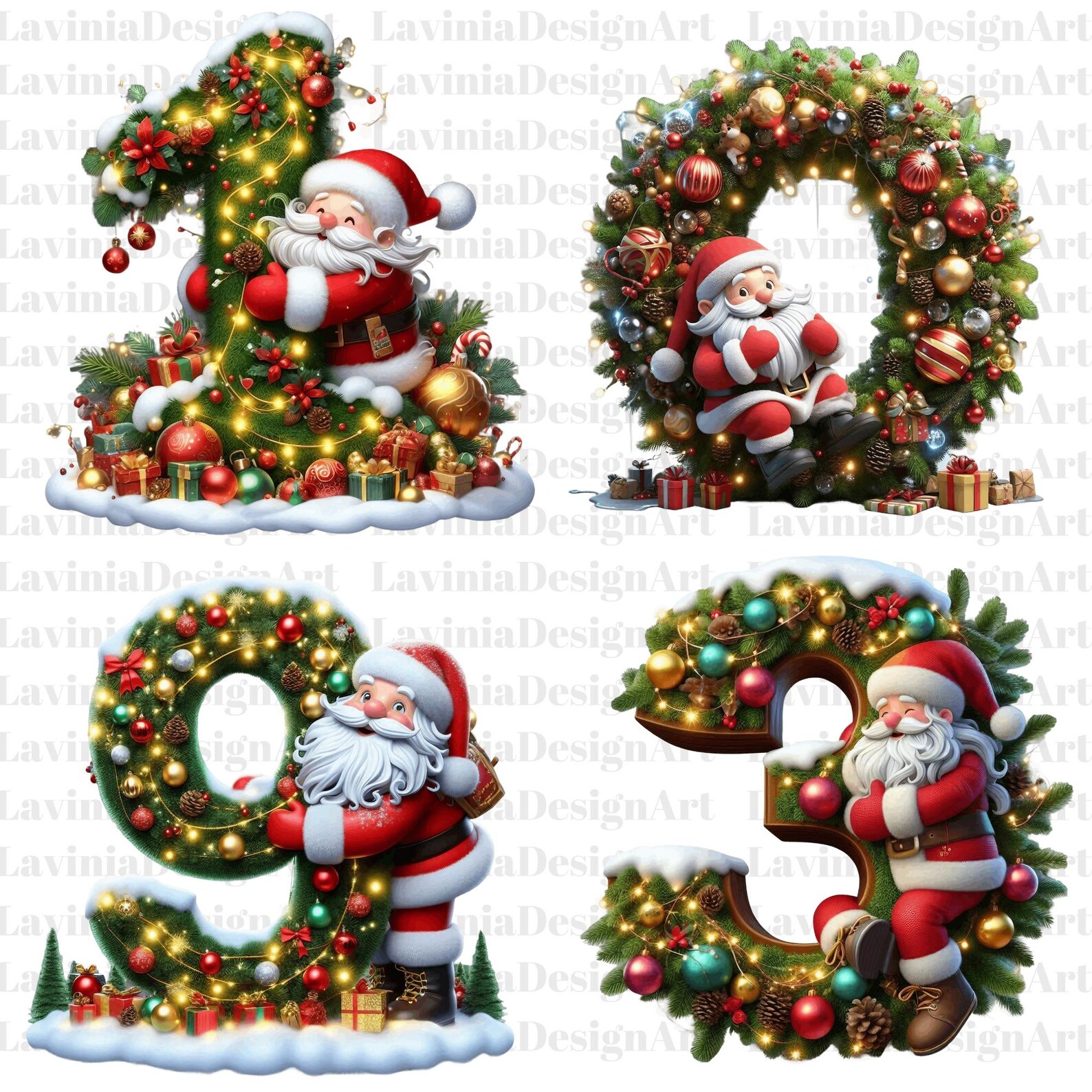 Christmas Numbers Clipart | Christmas Watercolor | Christmas PNG ...