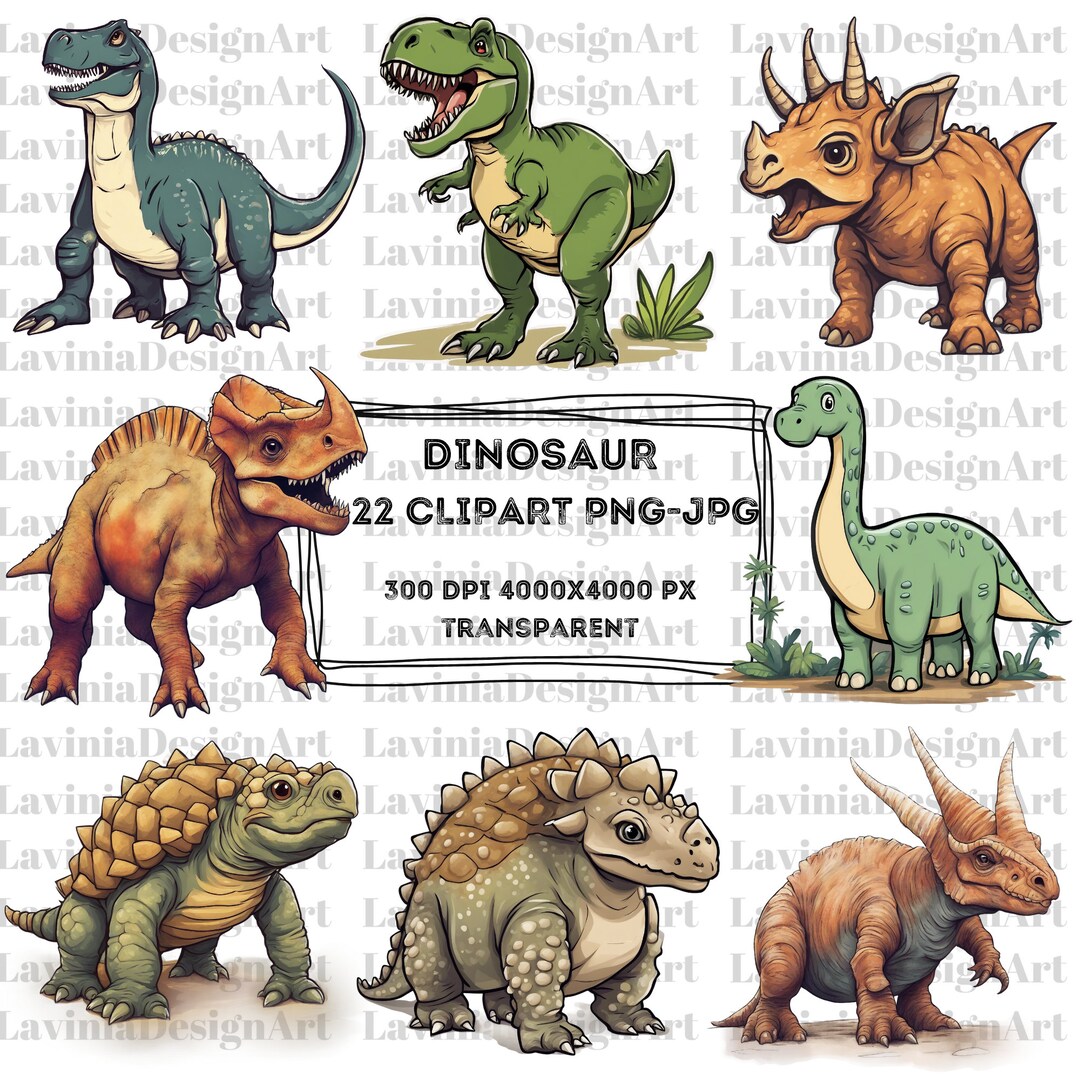 22 Cute Dinosaurs Clipart|watercolor Dinosaur|dinosaur Clipart|png ...