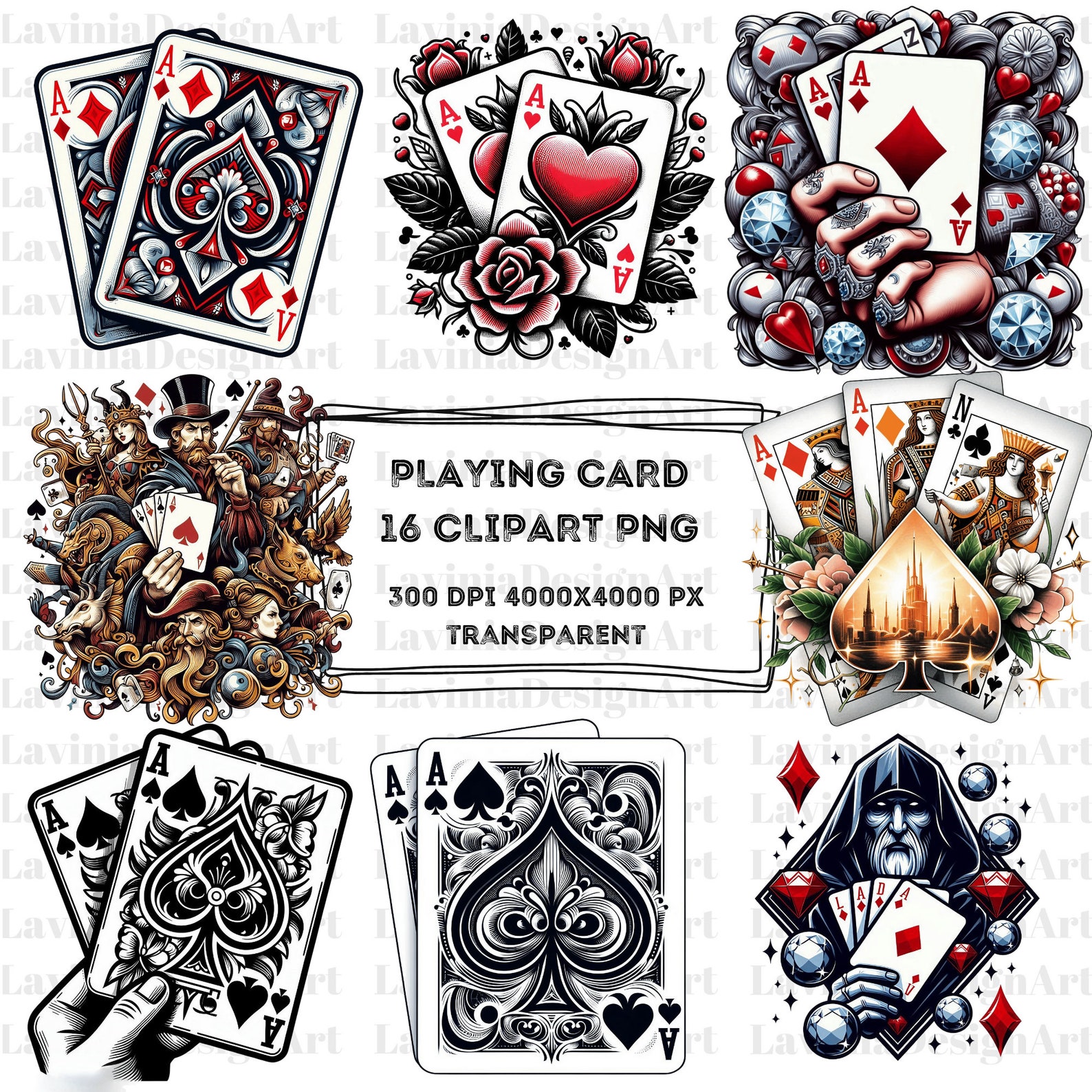 Playing Card Clipart Watercolor | Spades Clipart | Hearts Clipart ...
