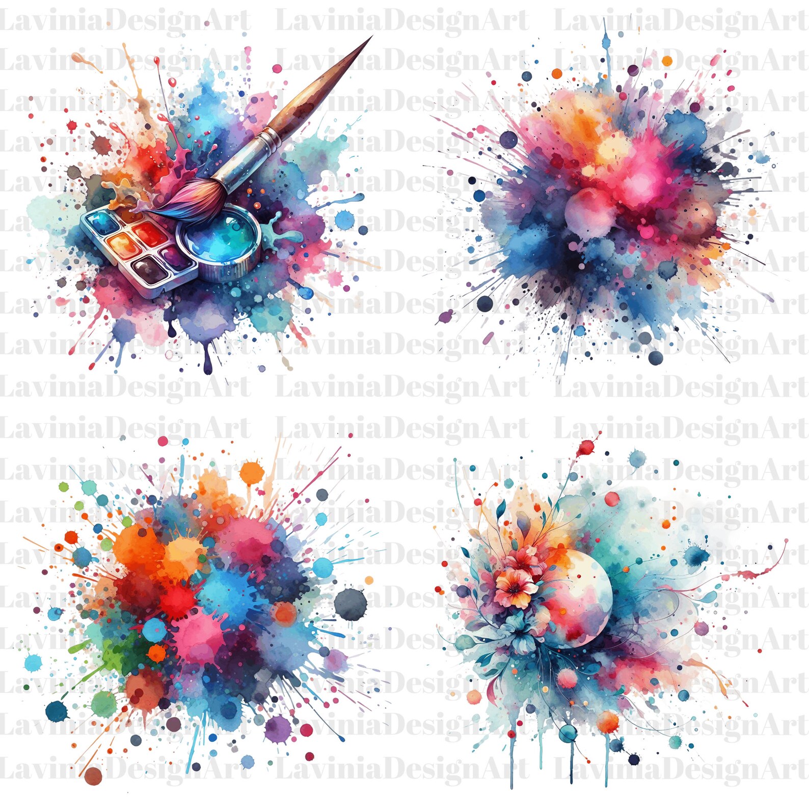 Watercolor Splash Clipart PNG Paint Splatter Clipart Colourful Splash ...