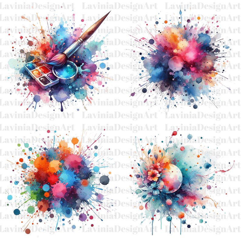 Watercolor Splash Clipart PNG Paint Splatter Clipart Colourful Splash ...