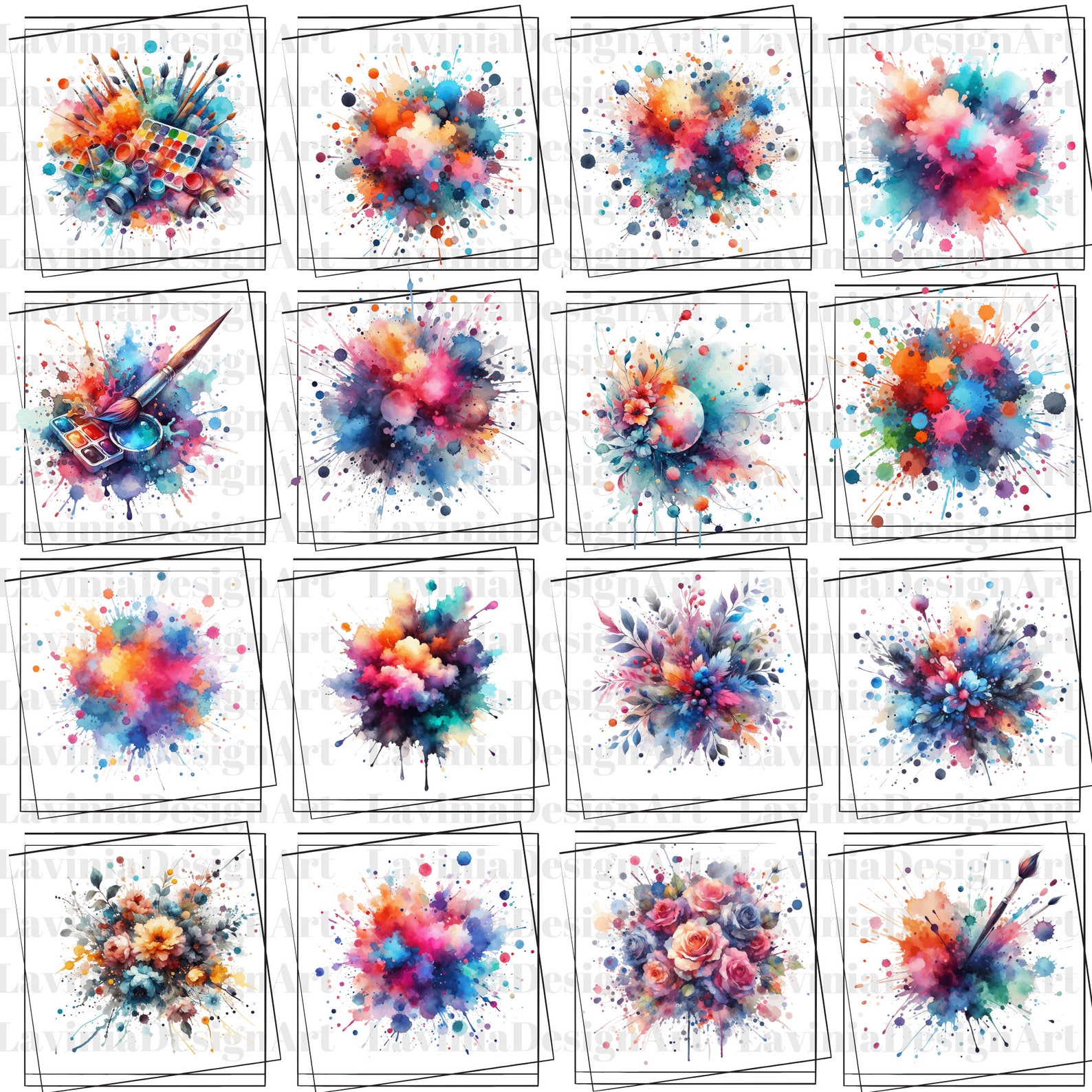 Watercolor Splash Clipart PNG Paint Splatter Clipart Colourful Splash ...