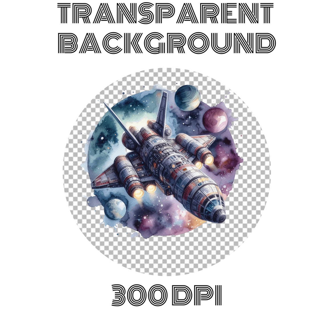 Spaceship Clipart Watercolor Spacecraft Clipart Watercolor Spaceship ...