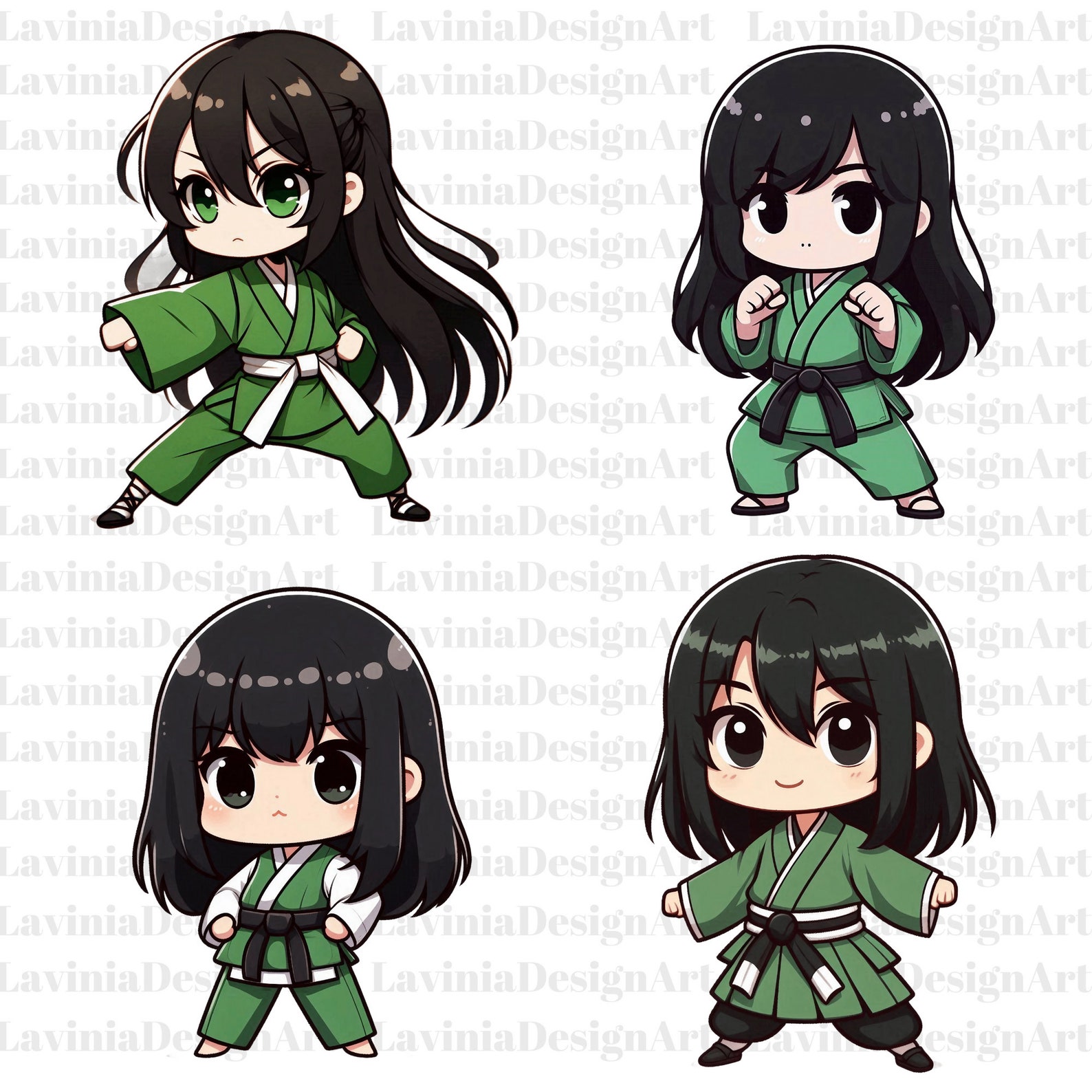 Karate Chibi Girl Clipart | Chibi Girl Clipart | Chibi PNG | Digital ...