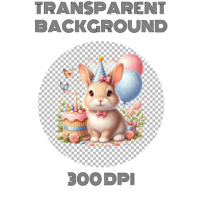 Happy Birthday Rabbit Clipart Watercolor | Happy Birthday Clipart ...