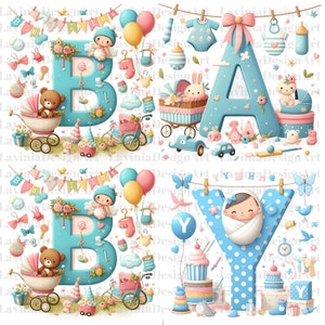 Baby Shower Alphabet | Baby Shower Letters Png | Baby Shower Decor ...