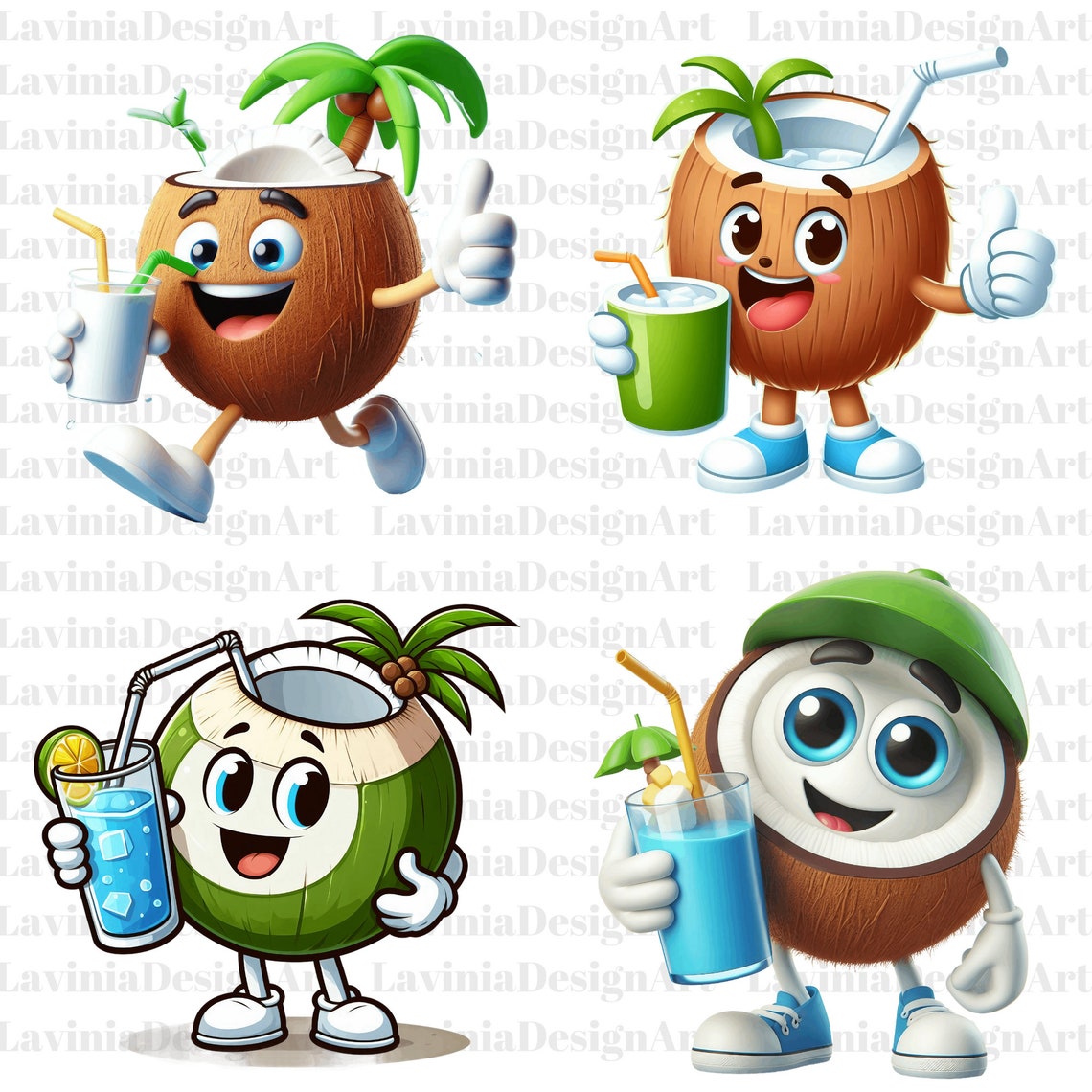 Coconut Clipart Watercolor Drink Coconut Clipart Coconut PNG Coconut ...