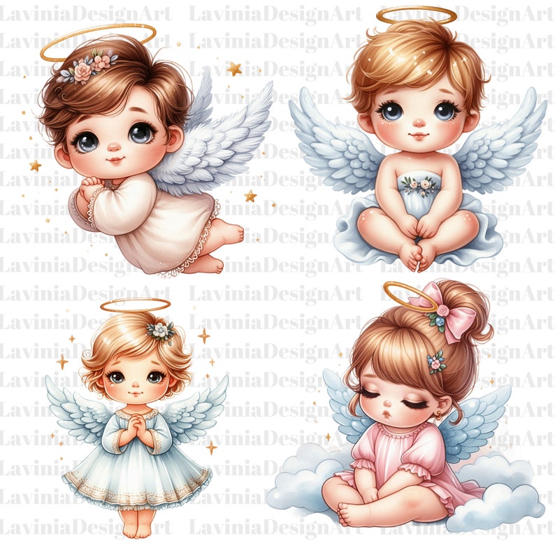 Cute Baby Angel Clipart Angel Baby Angles Baby Shower Decoration Watercolor Newborn Print Cute ...