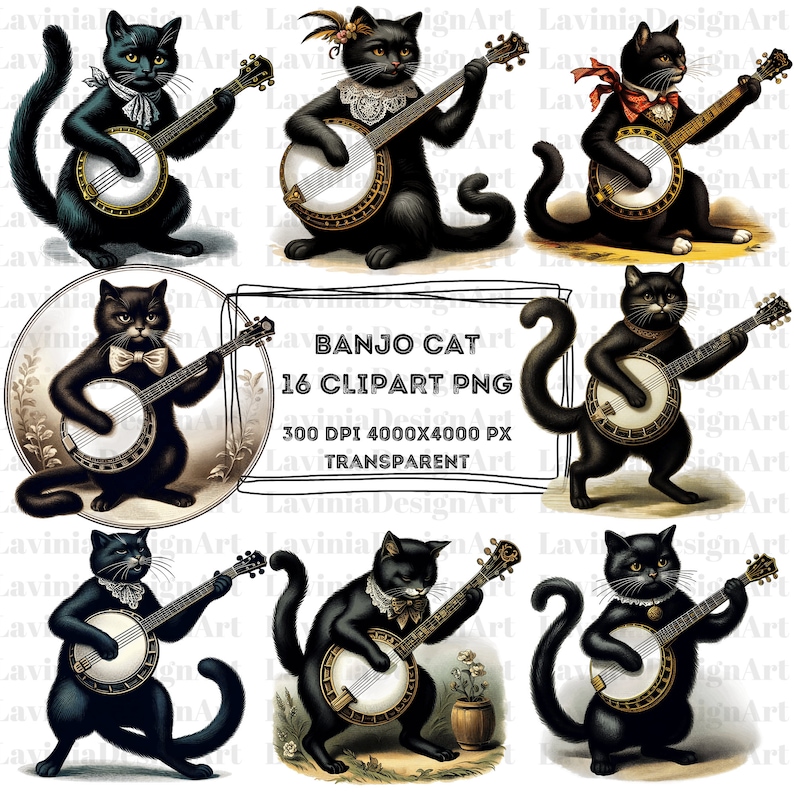 Banjo Playing Cat Clipart Clipart for Kids Banjo PNG Guitar PNG Banjo ...