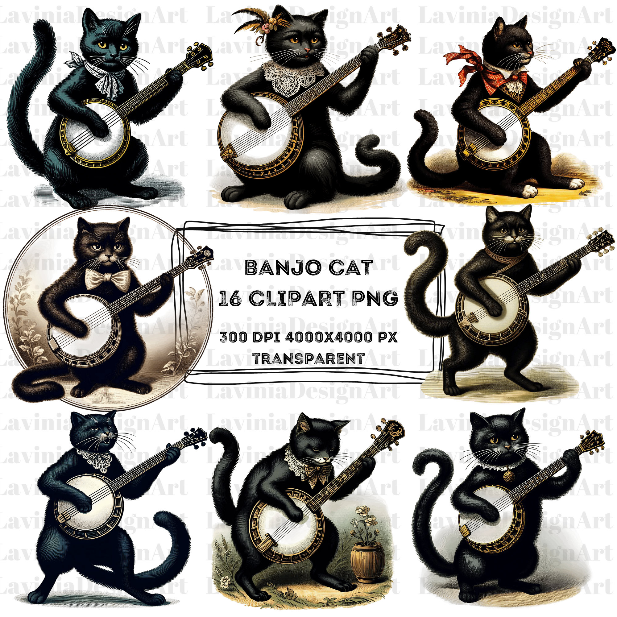 Banjo Playing Cat Clipart | Clipart for Kids | Banjo PNG | Guitar PNG ...
