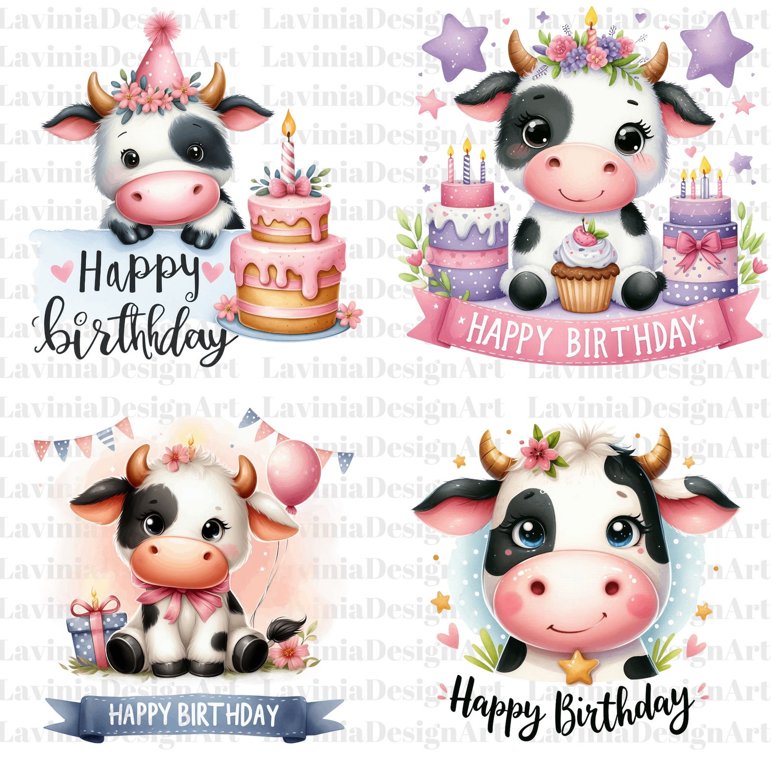 Cow Birthday Clipart Happy Birthday Clipart Cow Decor Birthday Clipart ...