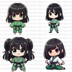 Karate Chibi Girl Clipart Chibi Girl Clipart Chibi PNG Digital Download ...